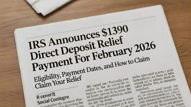 IRS Confirms $1,390 Direct Deposit Relief Payment in February 2026 ...