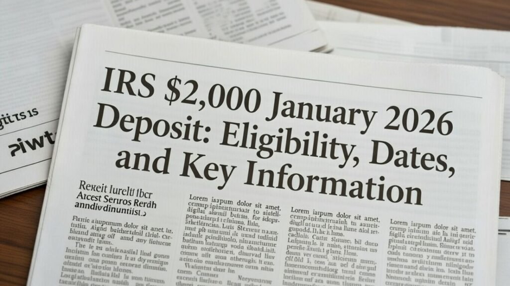 January 2026 IRS $2,000 Deposit Claim Explained: Eligibility, Official ...